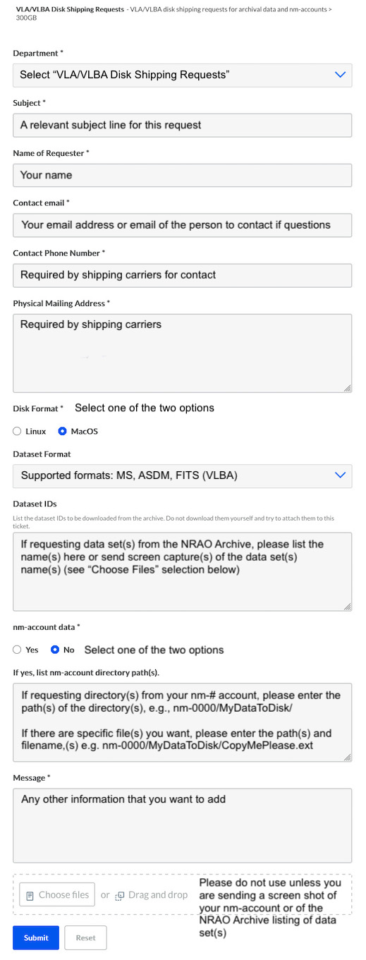 Disk Shipping Form — NRAO Science Site